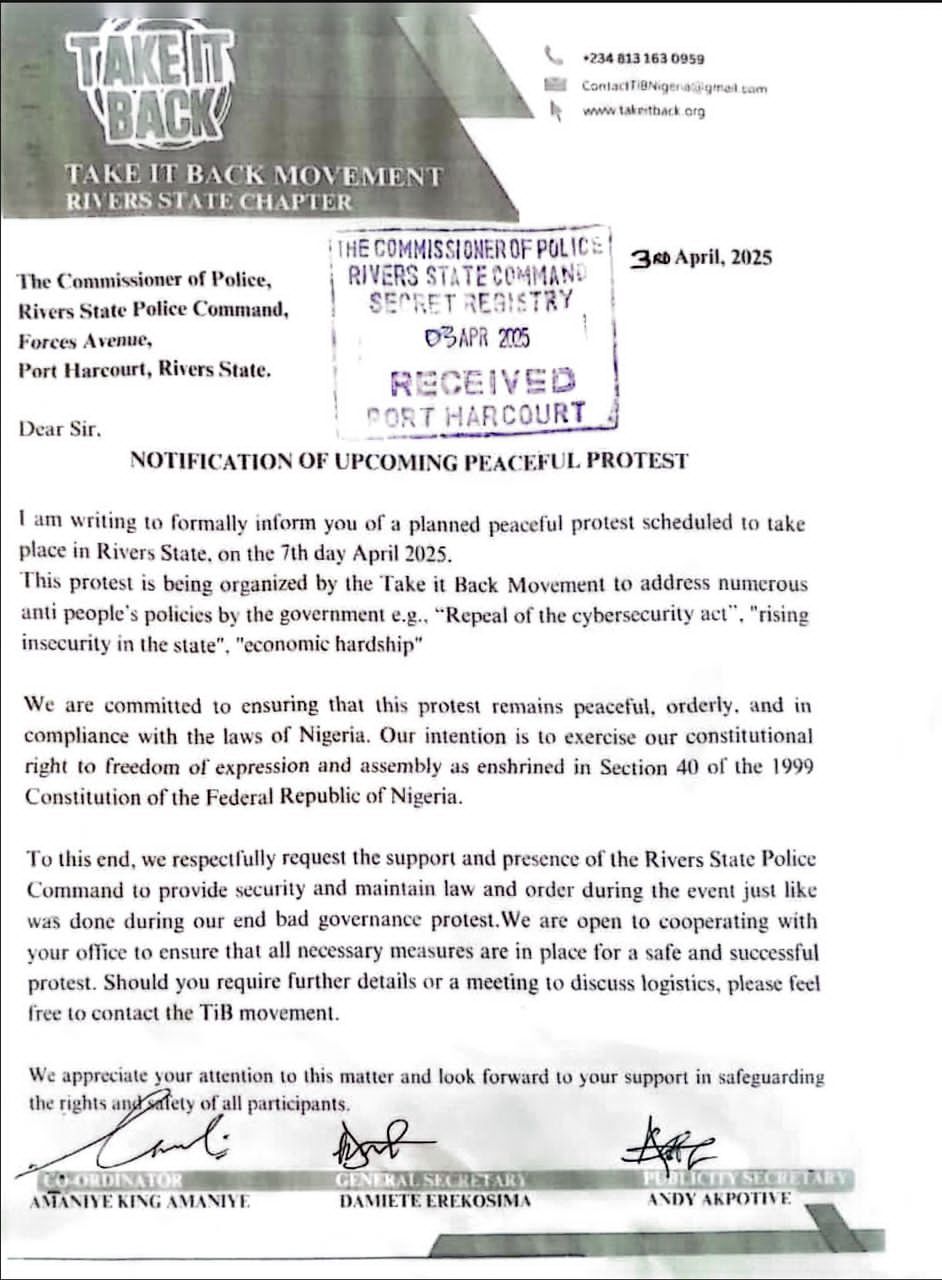 Take-It-Back Movement Demands Police Protection During April 7 Rivers ...